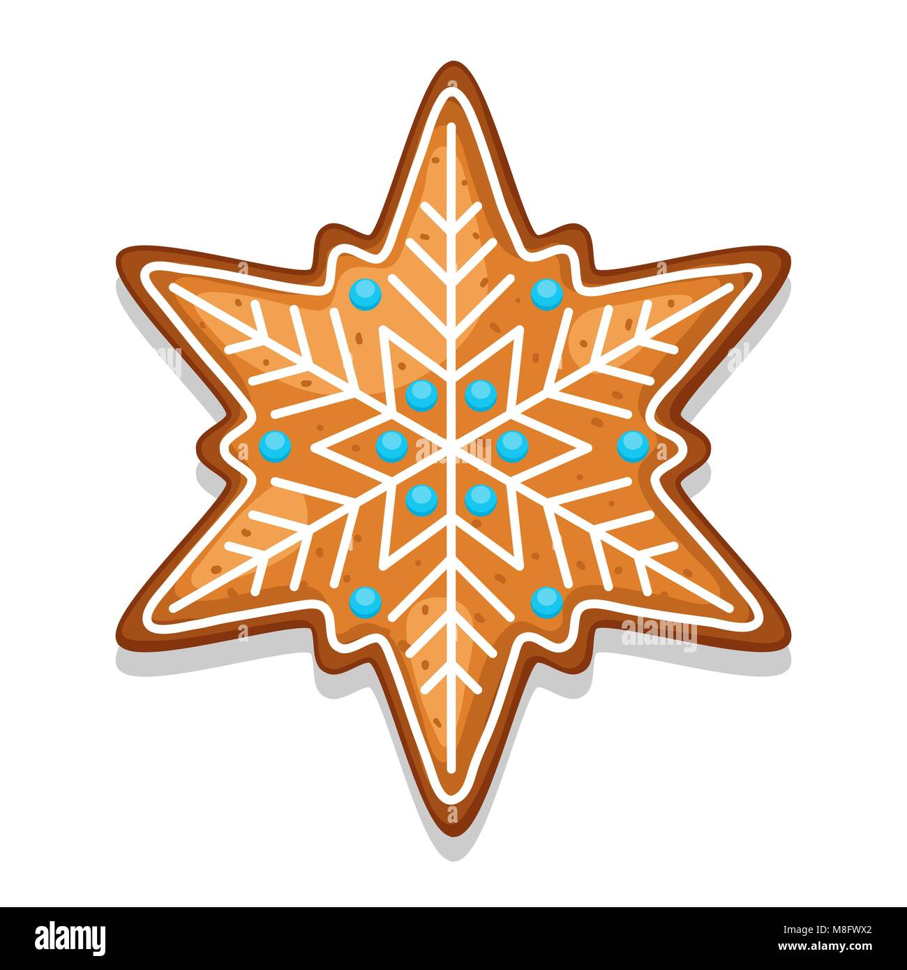 Gingerbread cookies snowflake. Illustration of Merry Christmas sweets ...