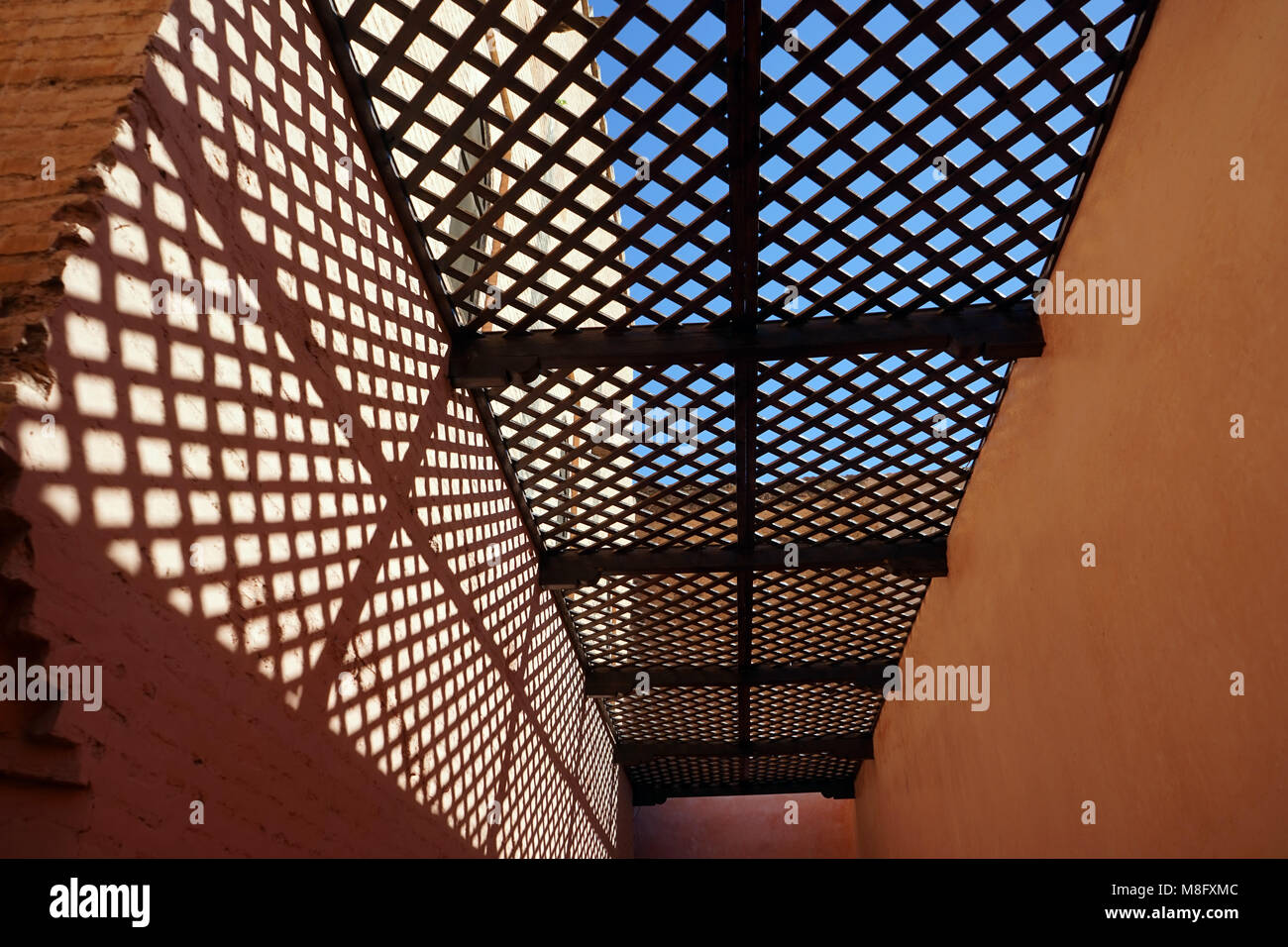 Wooden grid on the roof of building Stock Photo - Alamy