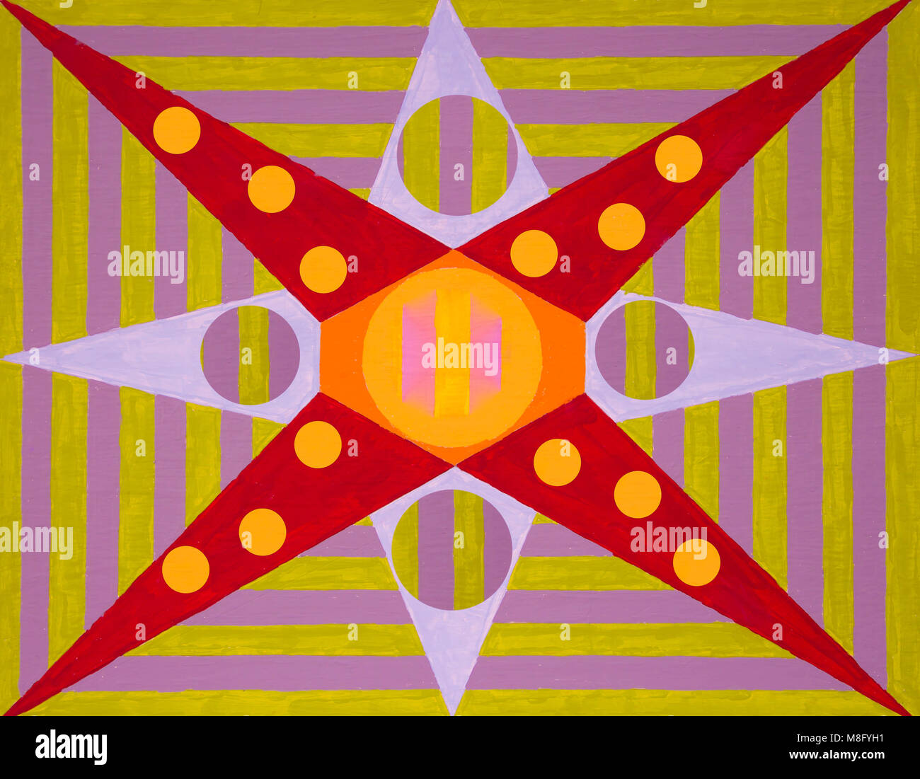 Hand painted stars and dots pattern on striped background Stock Photo ...