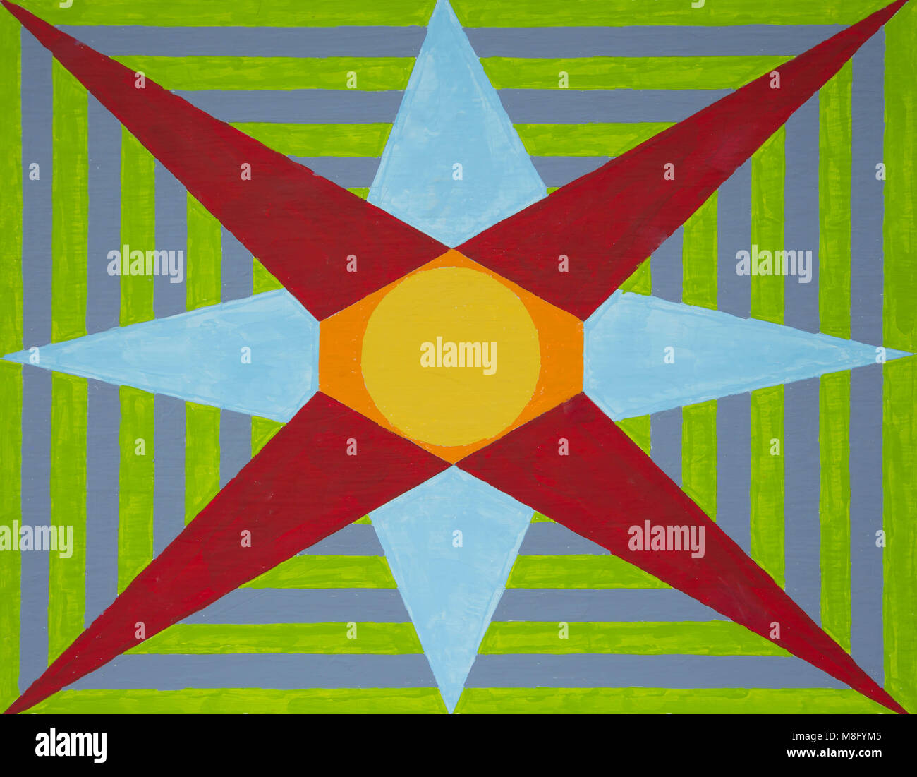 Hand painted star design on striped background Stock Photo - Alamy