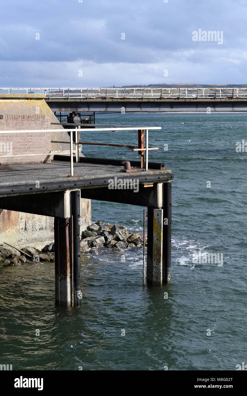 Rusty railing and jetty of the former Inverkip power station Stock ...