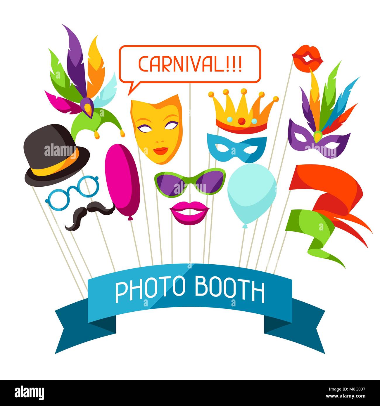 Carnival photo booth props. Accessories for festival and party Stock ...