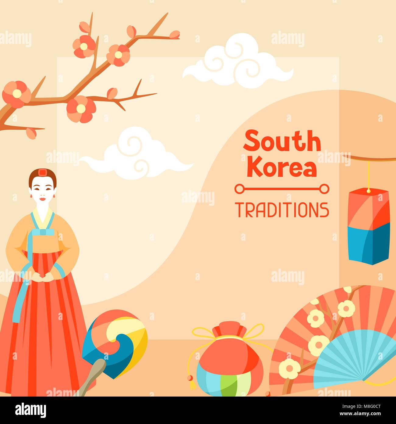 South Korea traditions. Korean banner design with traditional symbols ...