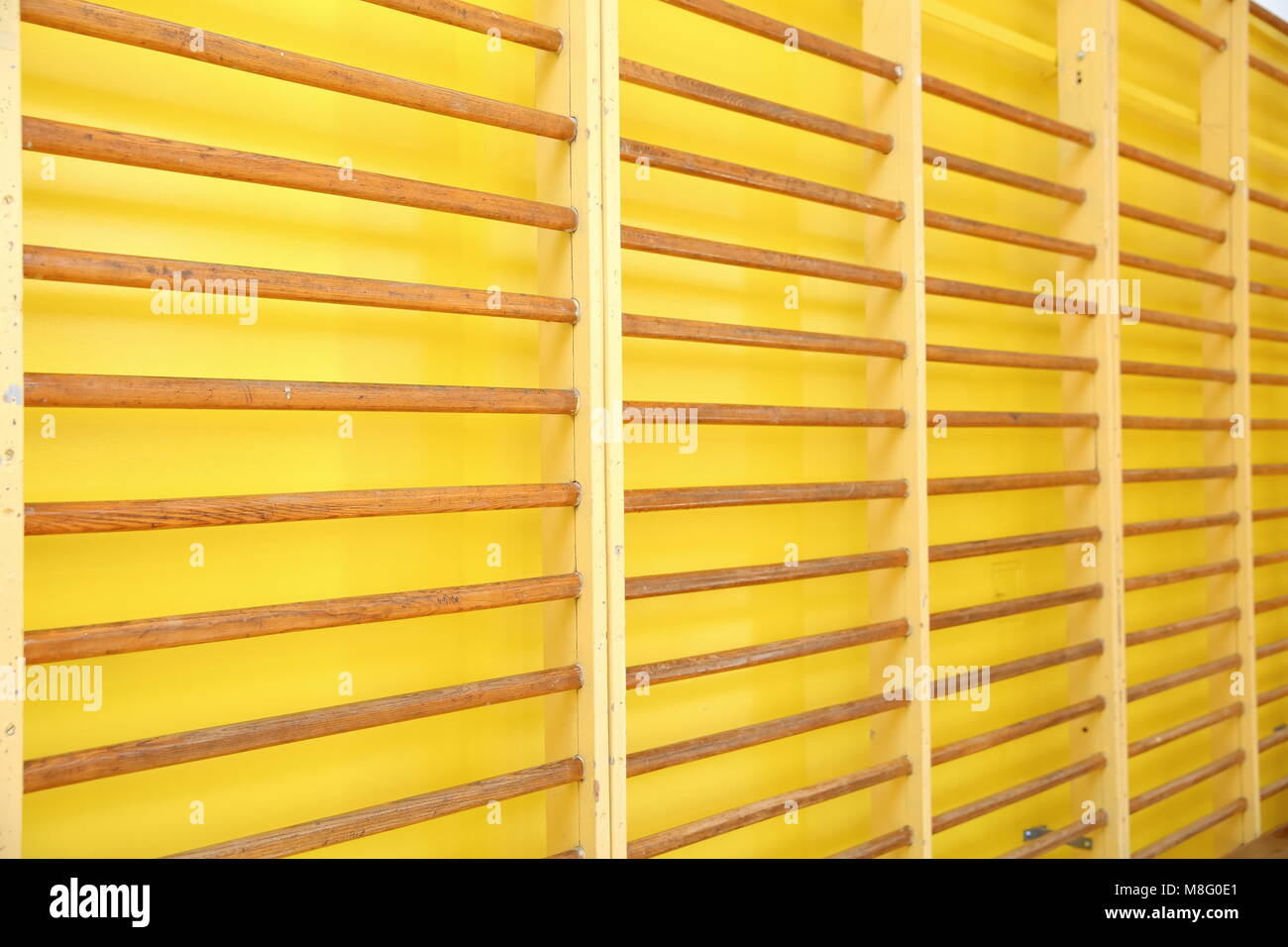 A gymnastic ladder used in schools and is mounted in a gymnasium Stock ...
