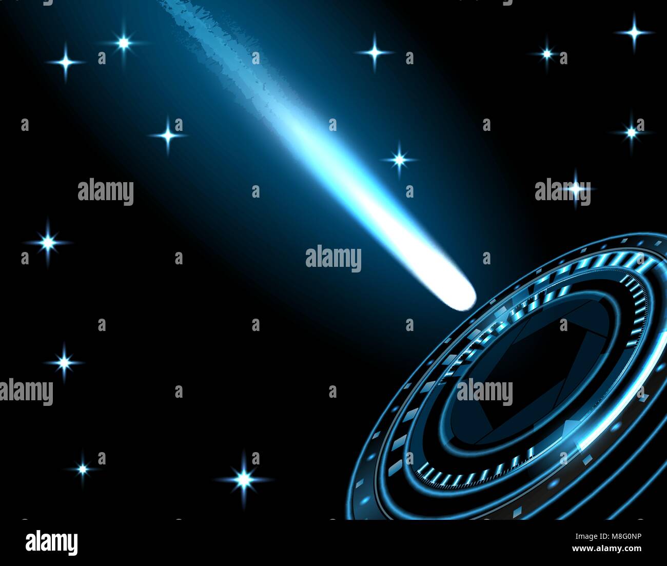 A bright comet, a meteor, a spaceship, a rocket enters the portal ...