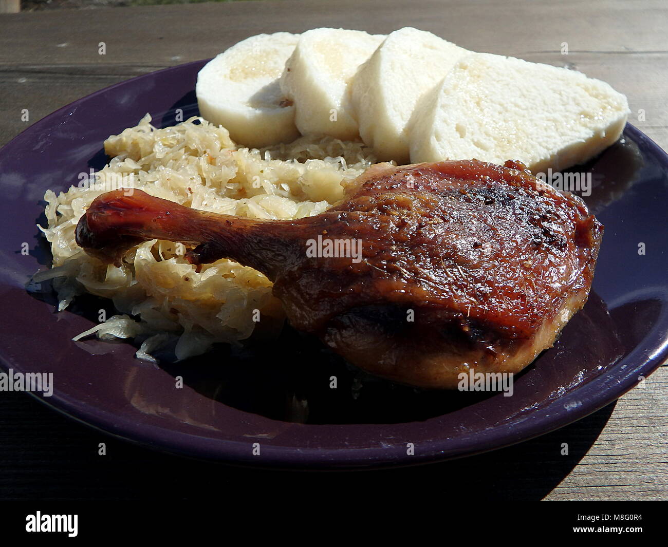 Roast duck thigh with cabbage and dumplings - Slovak traditional food ...