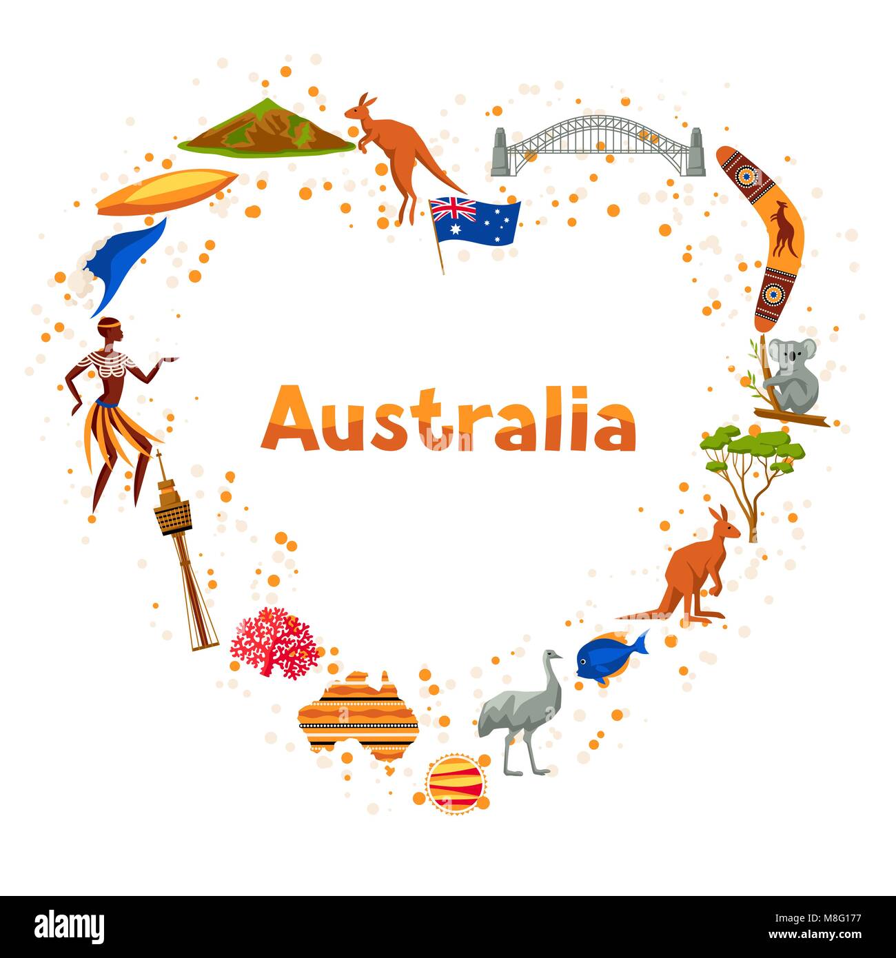 Australia background design. Australian traditional symbols and objects ...