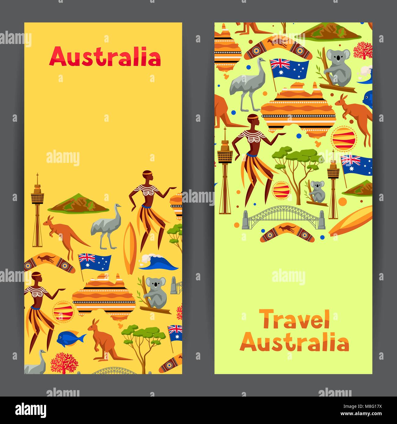 Australia banners design. Australian traditional symbols and objects ...