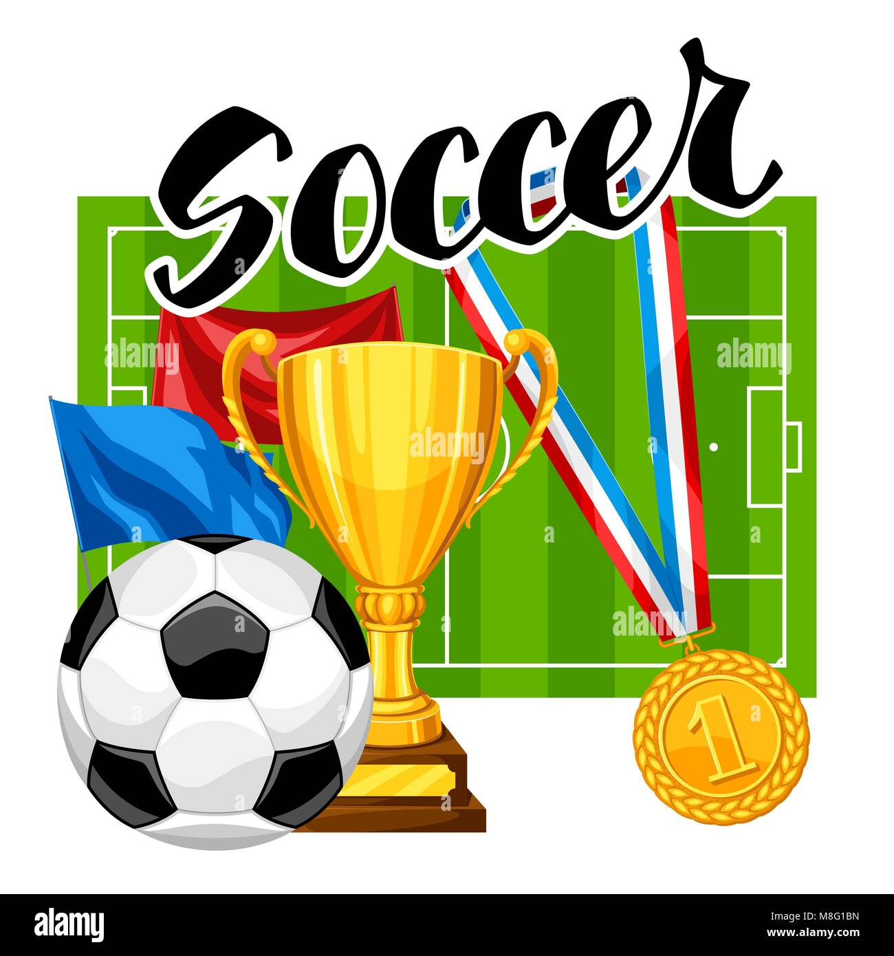 Soccer or football background with ball and football symbol. Sports ...