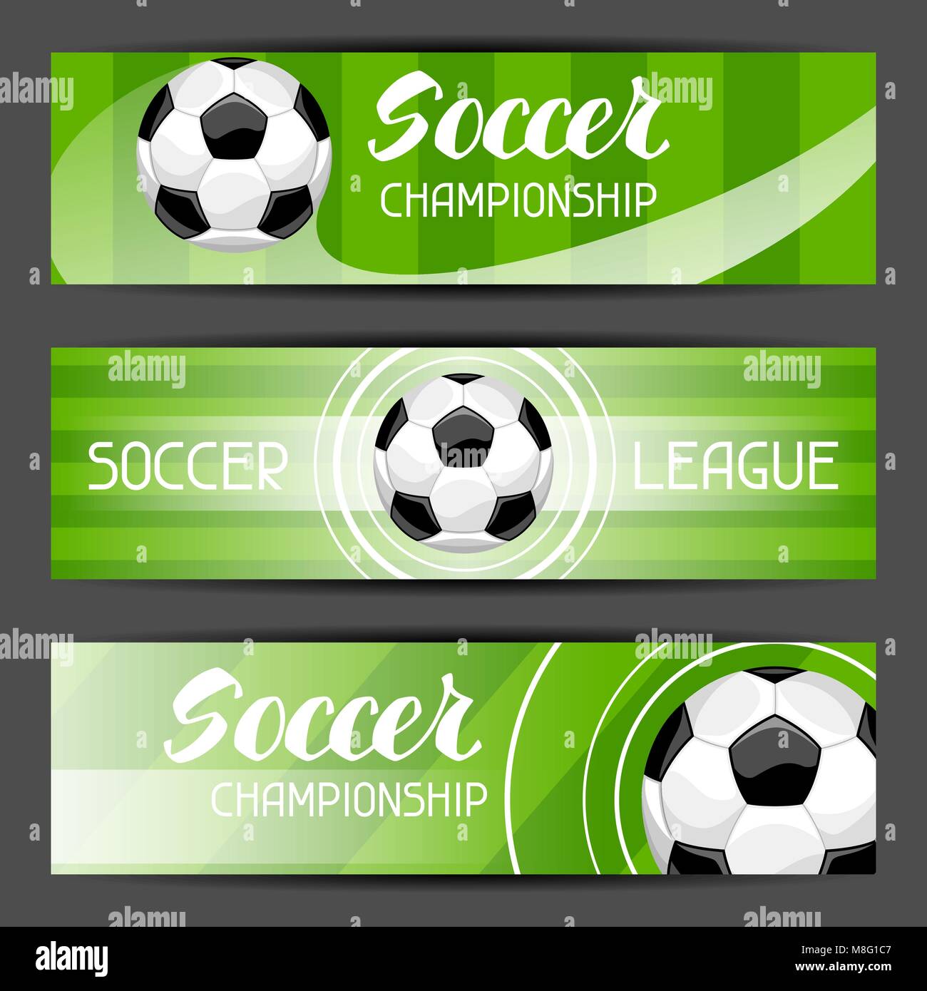 Soccer stylized banners with ball football symbol. Sports illustration ...