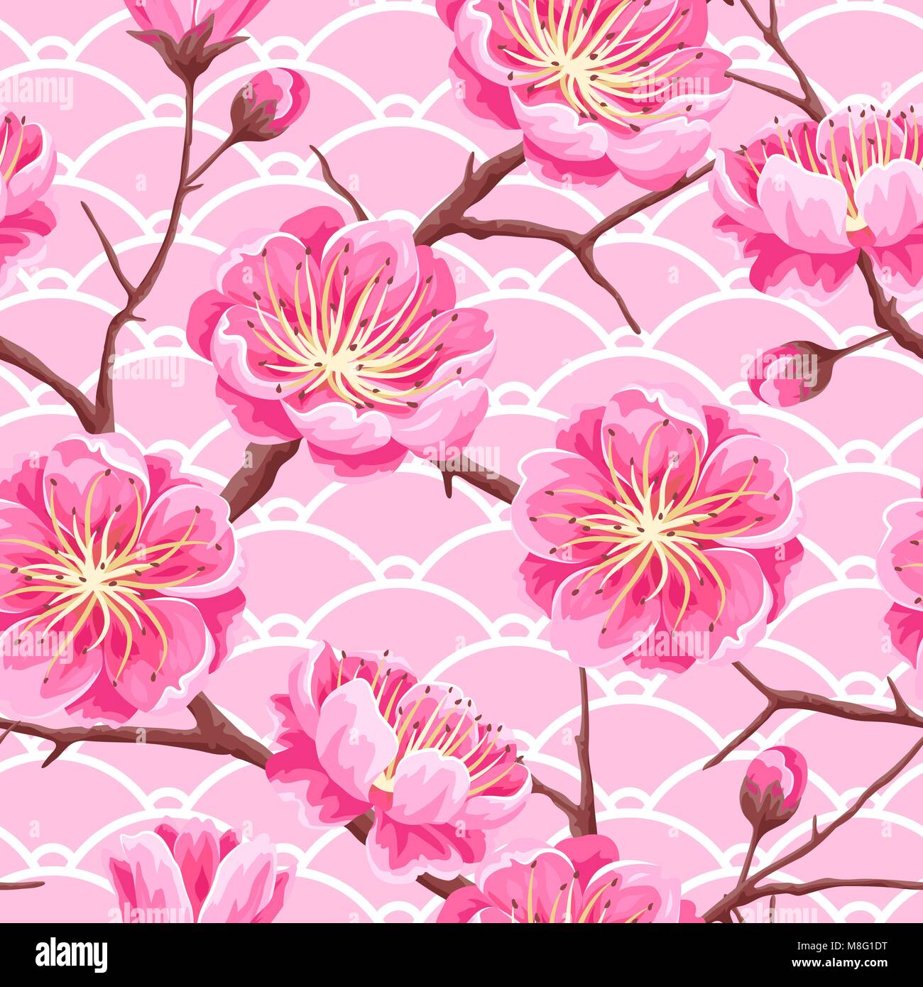 Seamless pattern with sakura or cherry blossom. Floral japanese ...