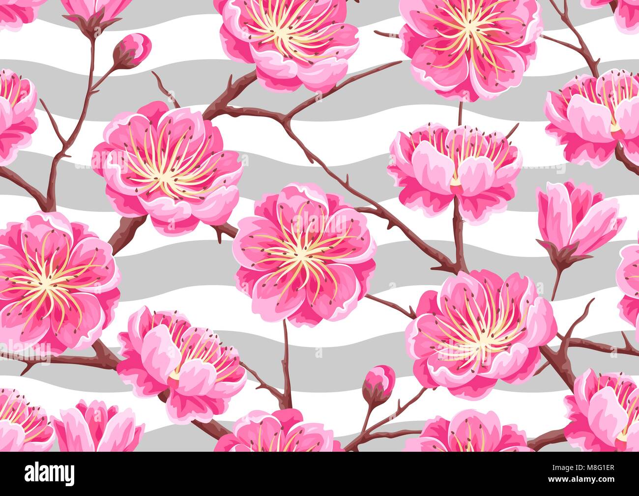 Seamless pattern with sakura or cherry blossom. Floral japanese ...