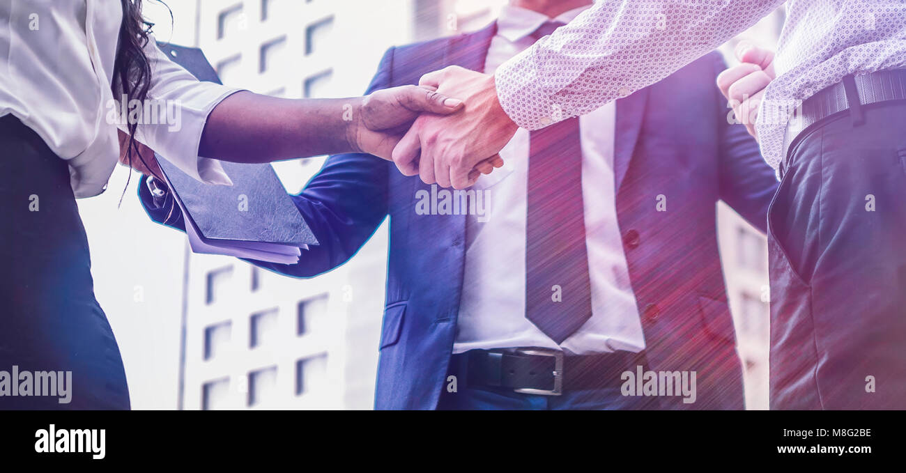 handshake of business People Colleagues Teamwork Meeting .Hold hand and ...