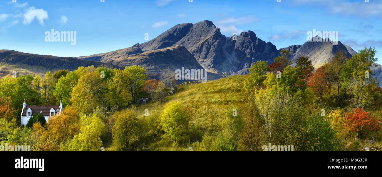 Bla Bheinn and cottage near Torrin, Isle of Skye, Scotland Stock Photo ...