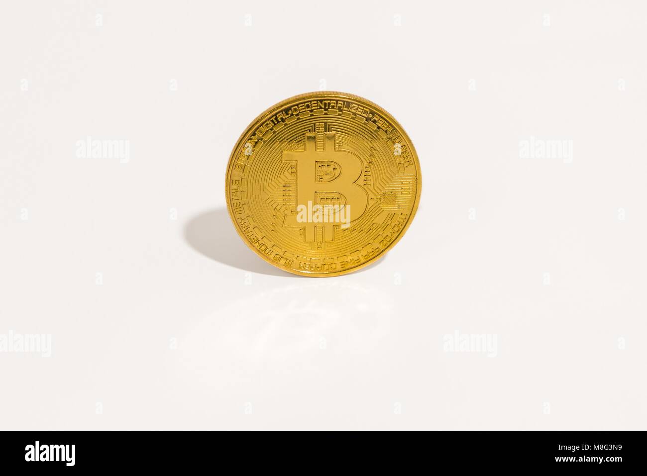 Gold coin bitcoin isolated on white background Stock Photo - Alamy