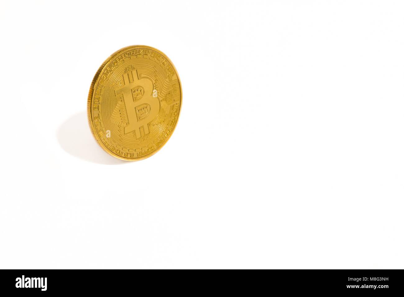 Gold coin bitcoin isolated on white background Stock Photo - Alamy