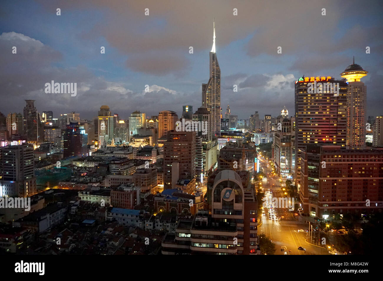 new skyscrapers and dense old lilong houses in Shanghai, China Stock ...