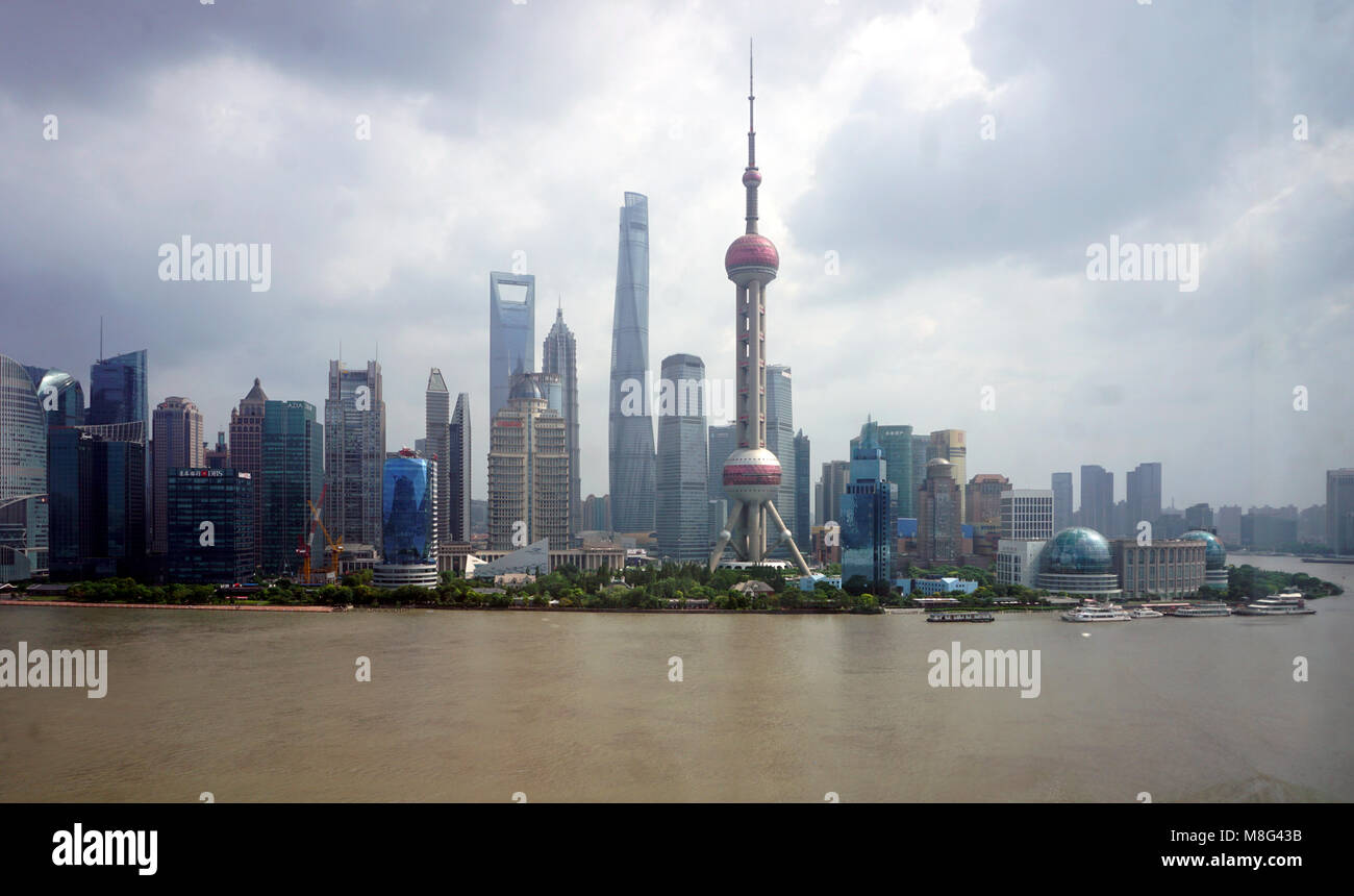new skyscrapers and dense old lilong houses in Shanghai, China Stock ...