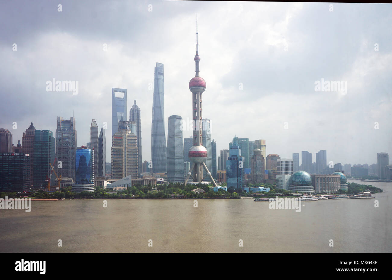 new skyscrapers and dense old lilong houses in Shanghai, China Stock ...