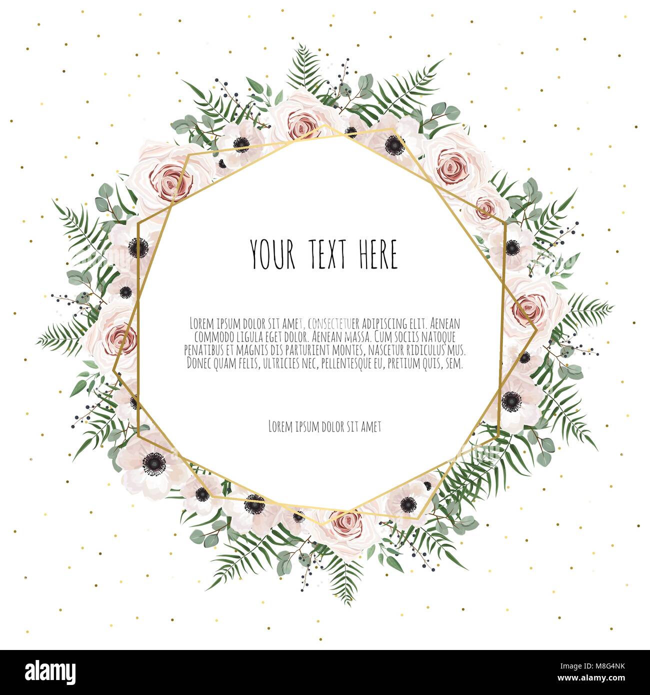 Floral vector frame with place for your text.Can be used as creating ...