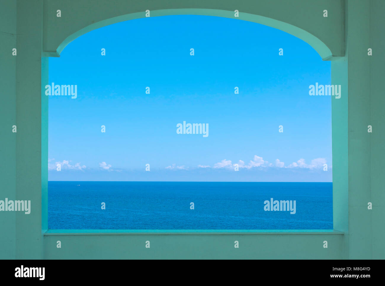 Terrace by the sea with view to the horizon hi-res stock photography ...