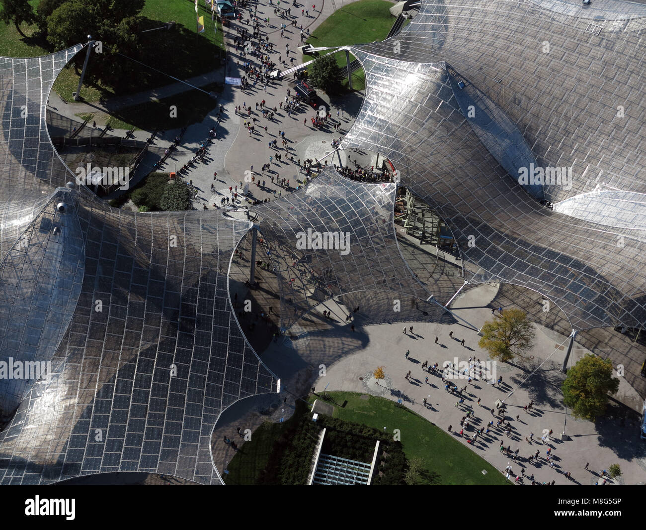 The famous roof of the Munich Olympic stadium designed by Behnisch and ...