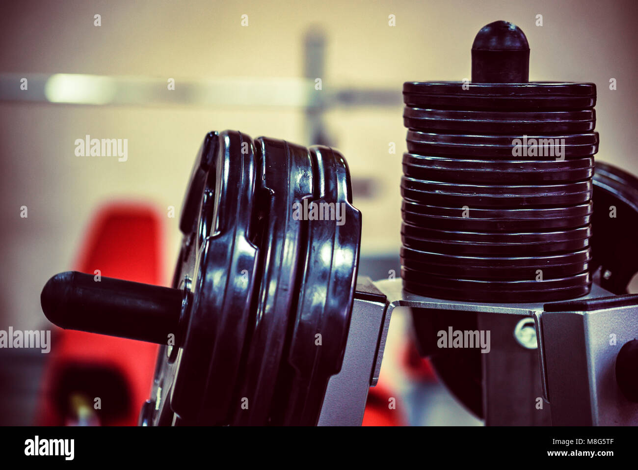 Fitness dumbbell and barbell weight plates Stock Photo - Alamy