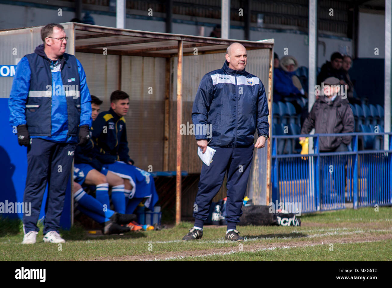 Port Talbot Town coaches Morrrys Scott (L) & Mark Pike (R) on the ...
