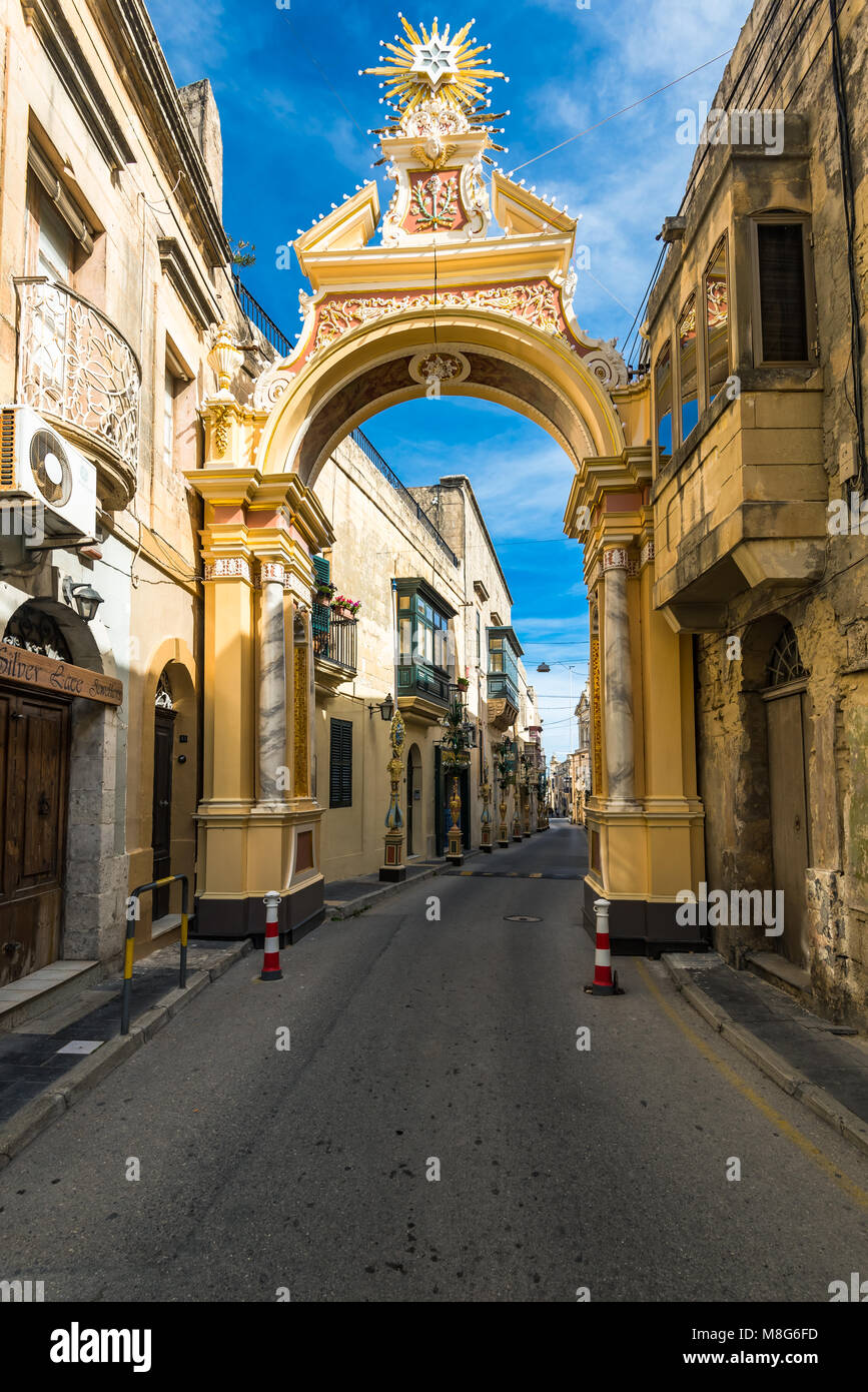 RABAT, MALTA - MARCH , 2018: Street of ancient town Rabat in Malta ...