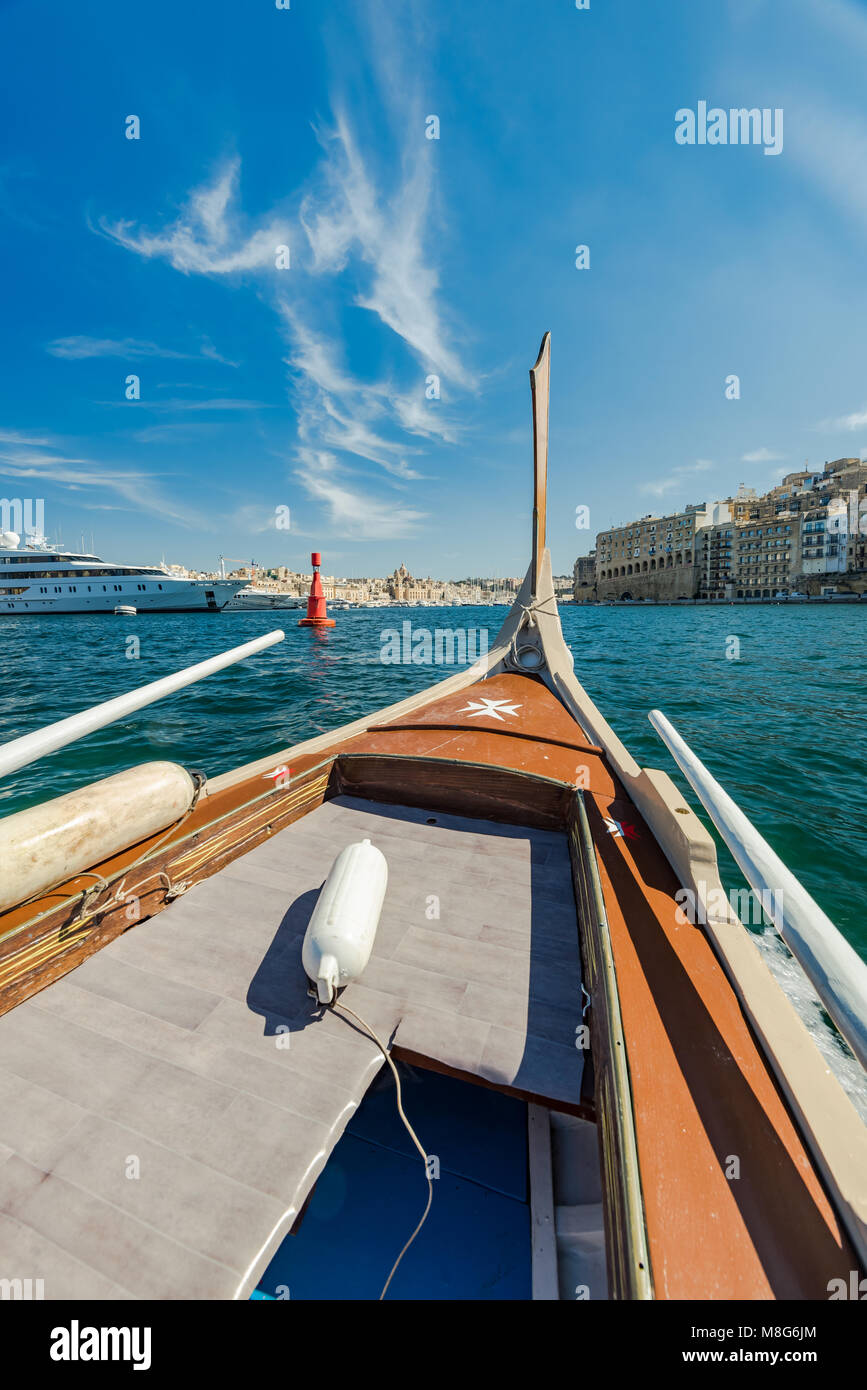 Wooden traditional boat, Maltese tourist attraction Stock Photo - Alamy