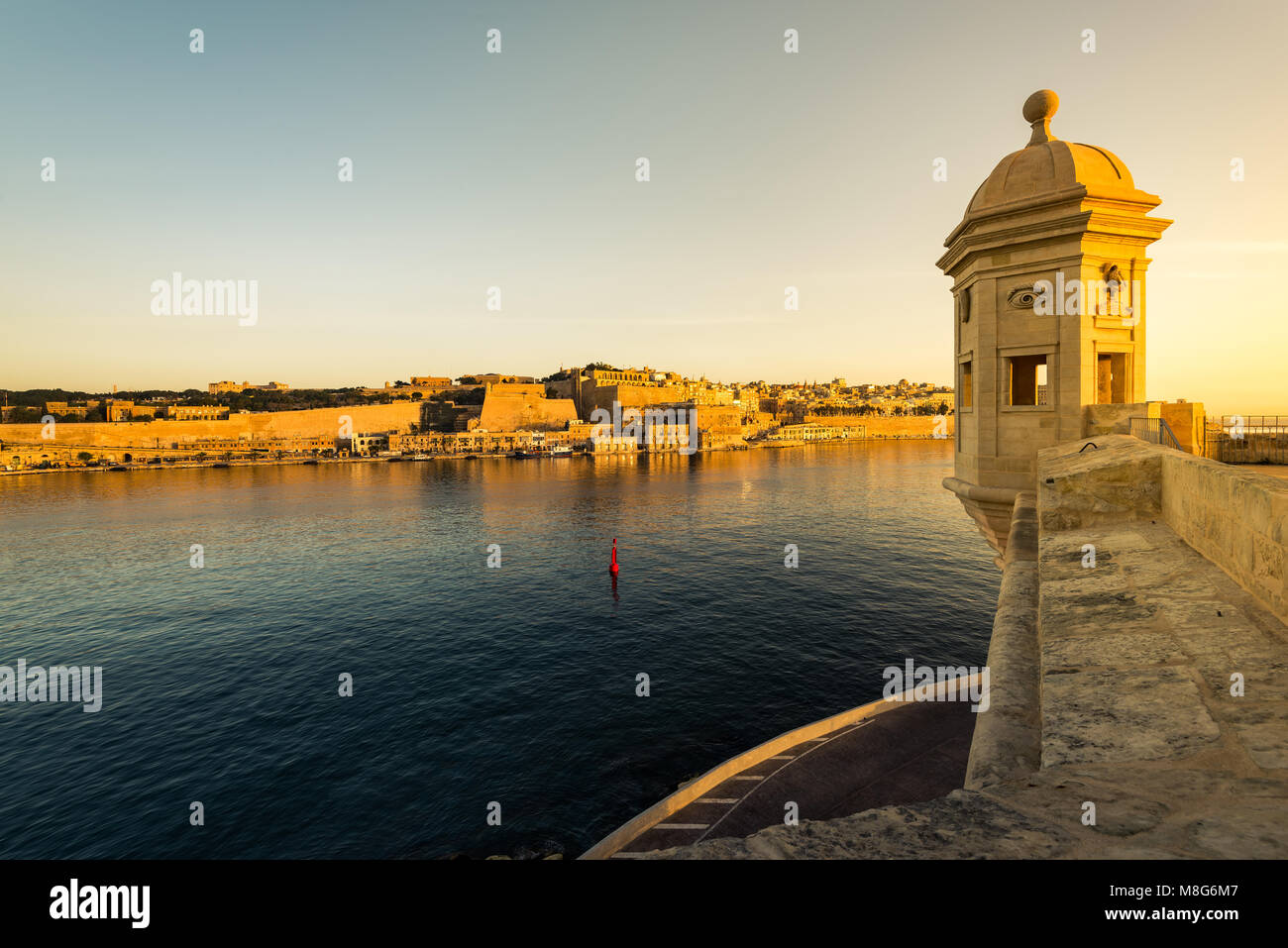 Sunrise over Valletta,Malta seen from Senglea and Guardiola Gardens ...