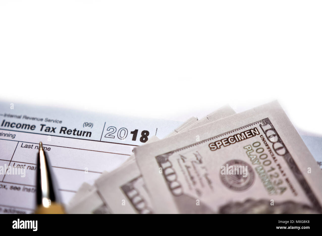 American tax form 1040 on white background. Fill-up American tax form ...