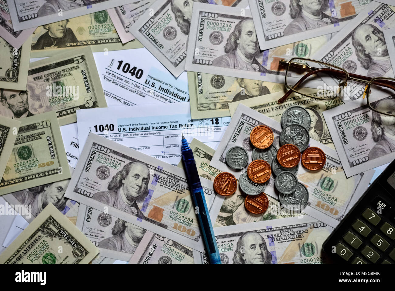 American tax form 1040 on white background. Fill-up American tax form ...