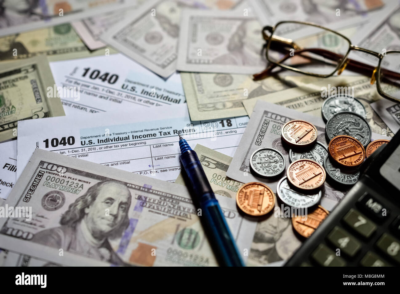 American tax form 1040 on white background. Fill-up American tax form ...