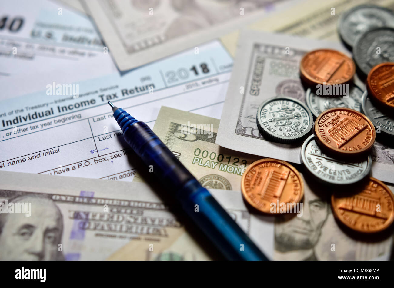 American tax form 1040 on white background. Fill-up American tax form ...