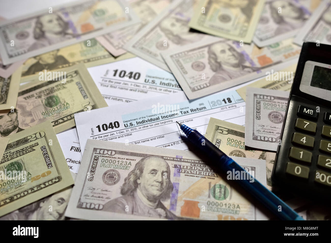 American tax form 1040 on white background. Fill-up American tax form ...