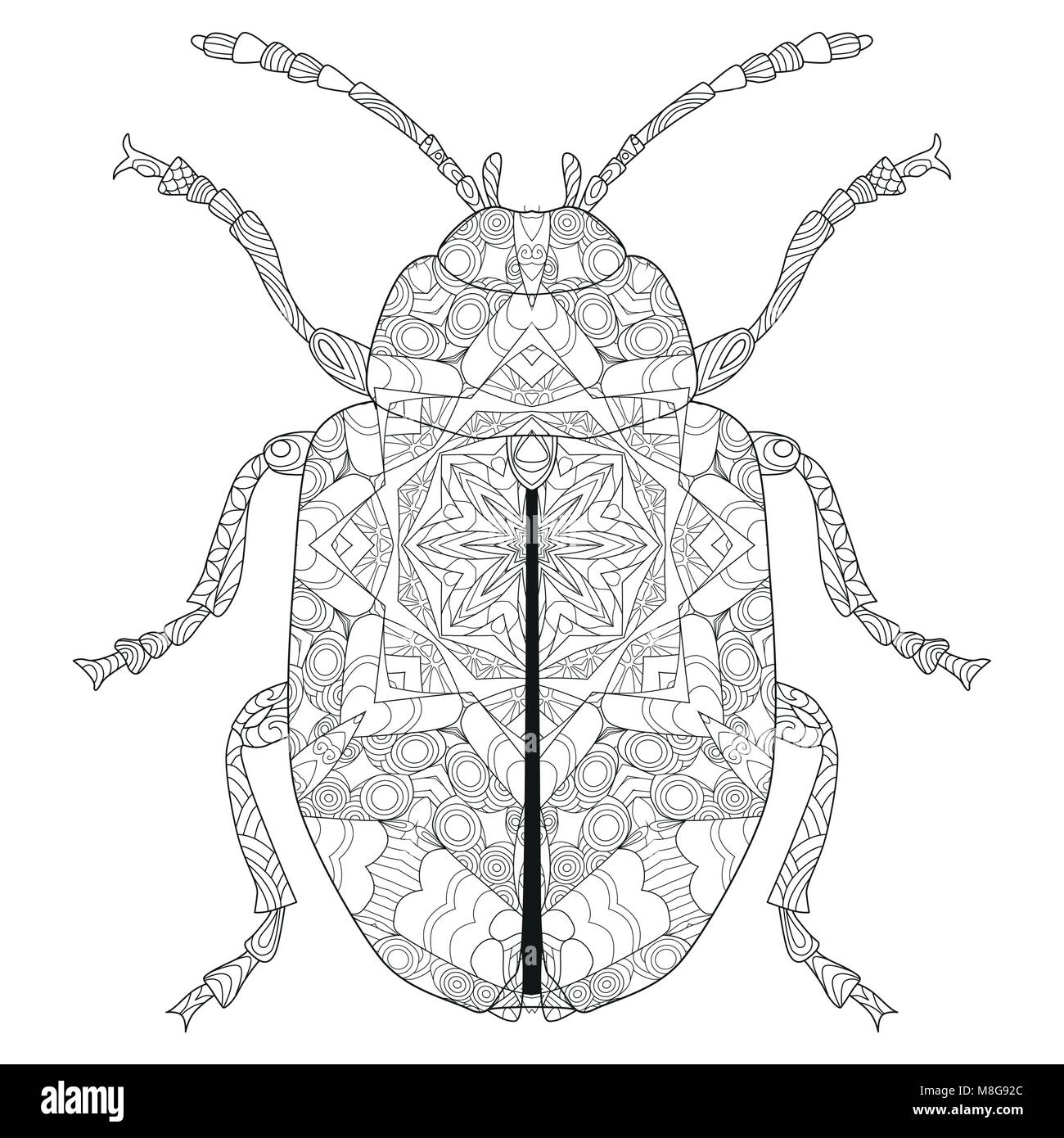 Zentangle stylized beetle. Hand Drawn lace vector illustration Stock ...