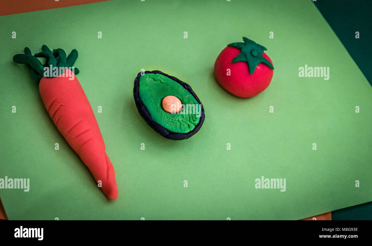 Photograph of some plasticine colorful vegetables and fruit Stock Photo ...