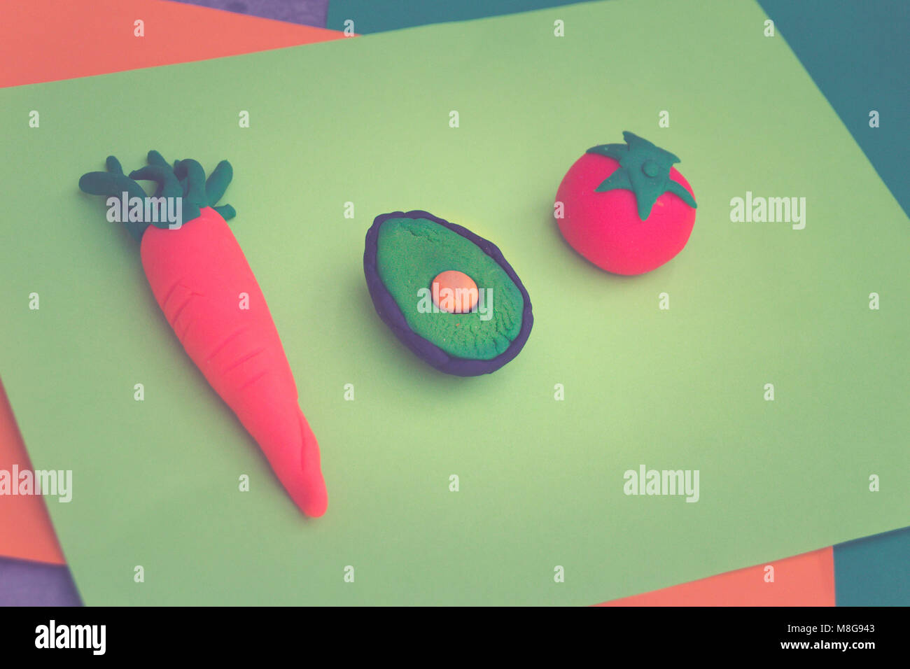 Photograph of some plasticine colorful vegetables and fruit Stock Photo ...
