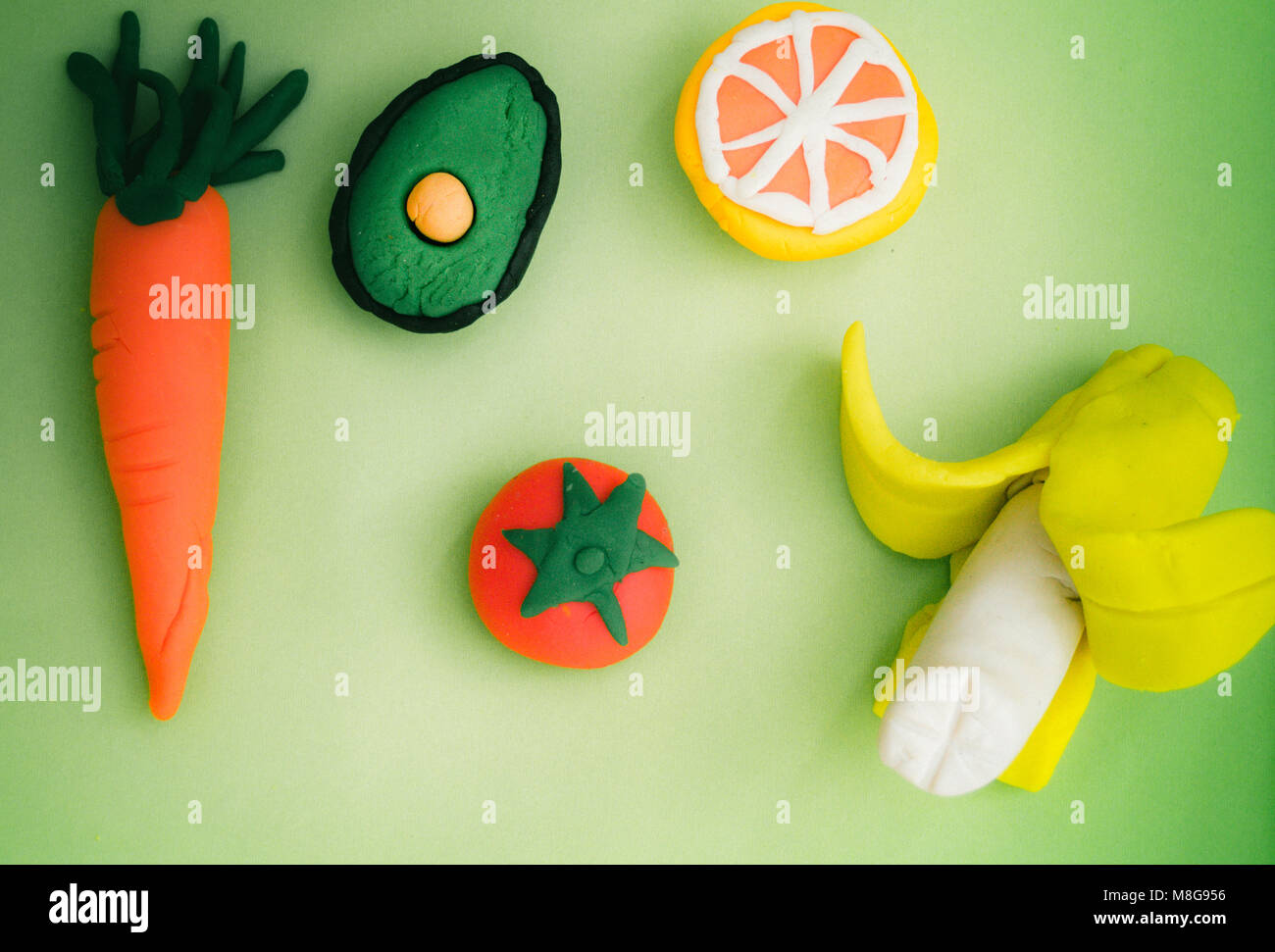Photograph of some plasticine colorful vegetables and fruit Stock Photo ...