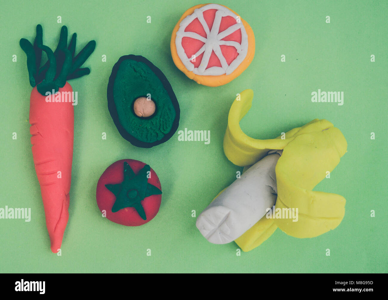 Photograph of some plasticine colorful vegetables and fruit Stock Photo ...