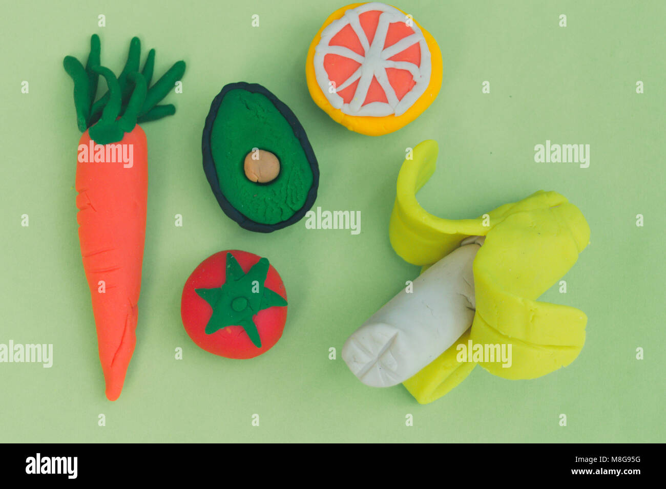 Photograph of some plasticine colorful vegetables and fruit Stock Photo ...