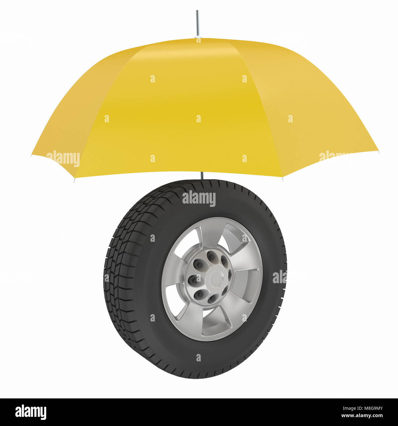 car wheel safe with umbrella Stock Photo - Alamy
