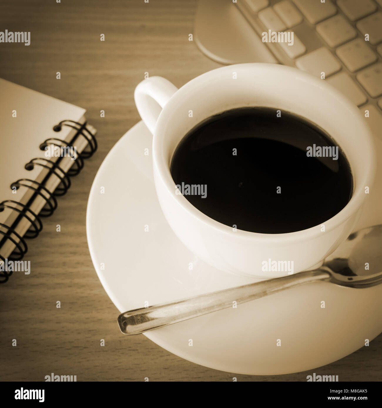 Coffee Cup on the Table with Computer Keyboard for Business Concept ...