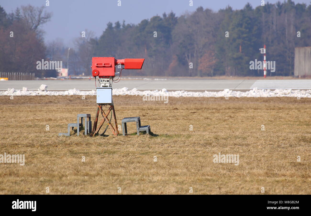 Measuring equipment on lawn at an airport Stock Photo - Alamy
