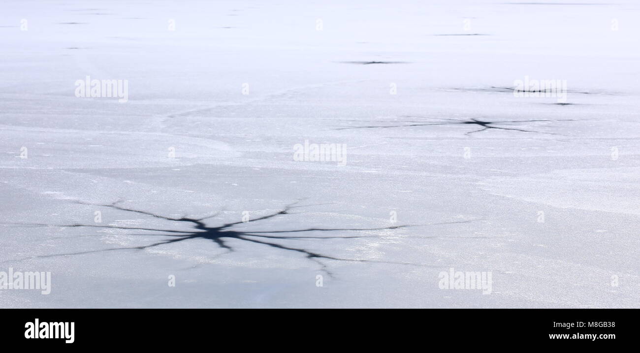 Crack in an ice lake, frozen again Stock Photo - Alamy