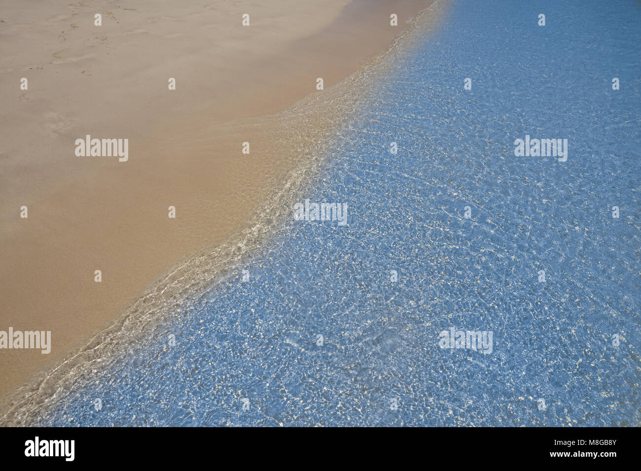Soft blue ocean wave on sandy beach. Background Stock Photo - Alamy