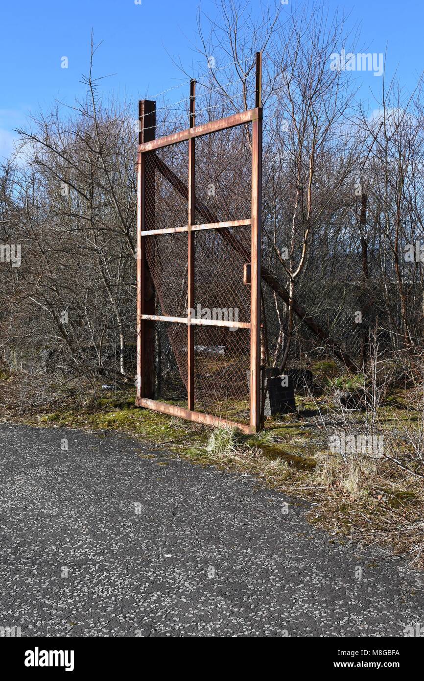 Open gate on the grounds of the former Inverkip power station Stock ...