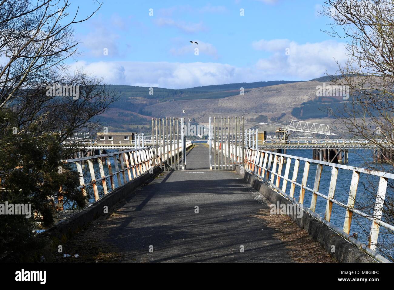 Jetty with gate of the former Inverkip power station Stock Photo - Alamy