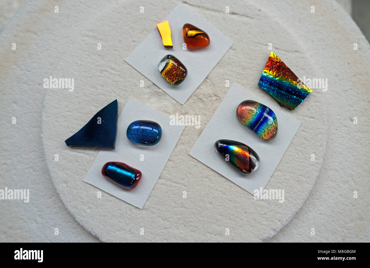Glass fusing examples, showing the unfused piece, a fused uncapped ...